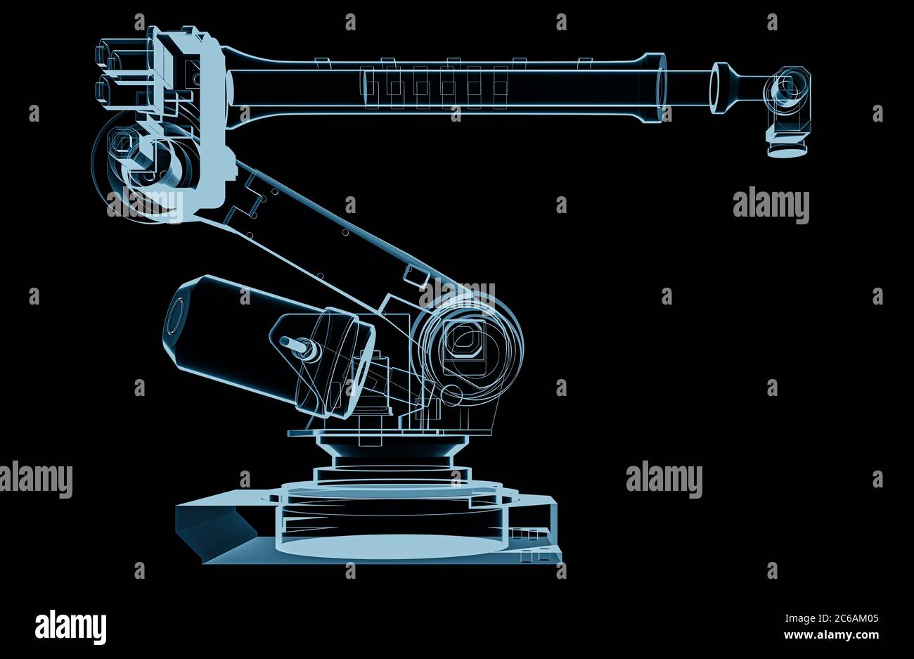 Industrial robot, x-ray blue transparent Stock Photo - Alamy