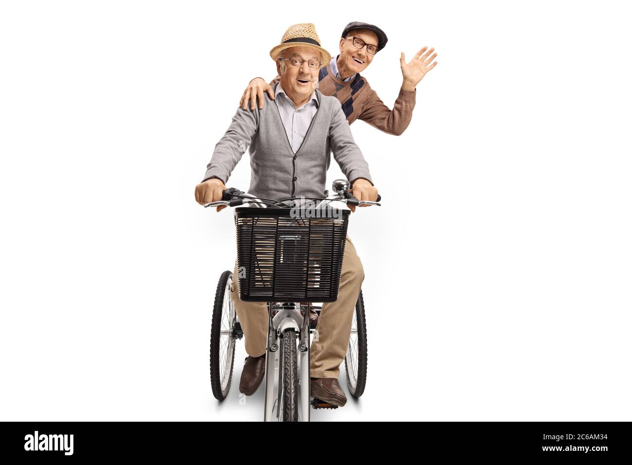 Old man on bicycle waving hi-res stock photography and images - Alamy