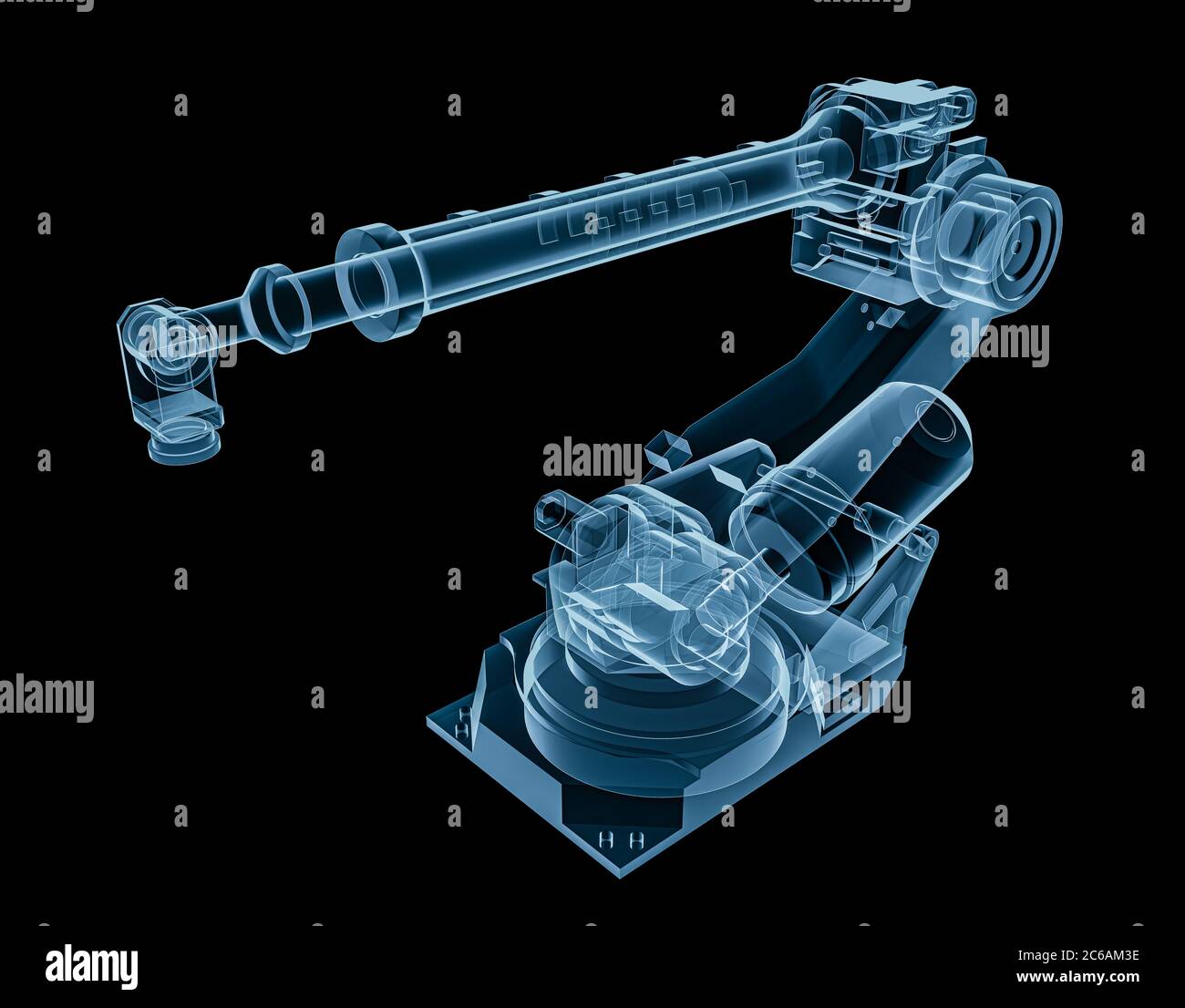Industrial robot, x-ray blue transparent Stock Photo - Alamy