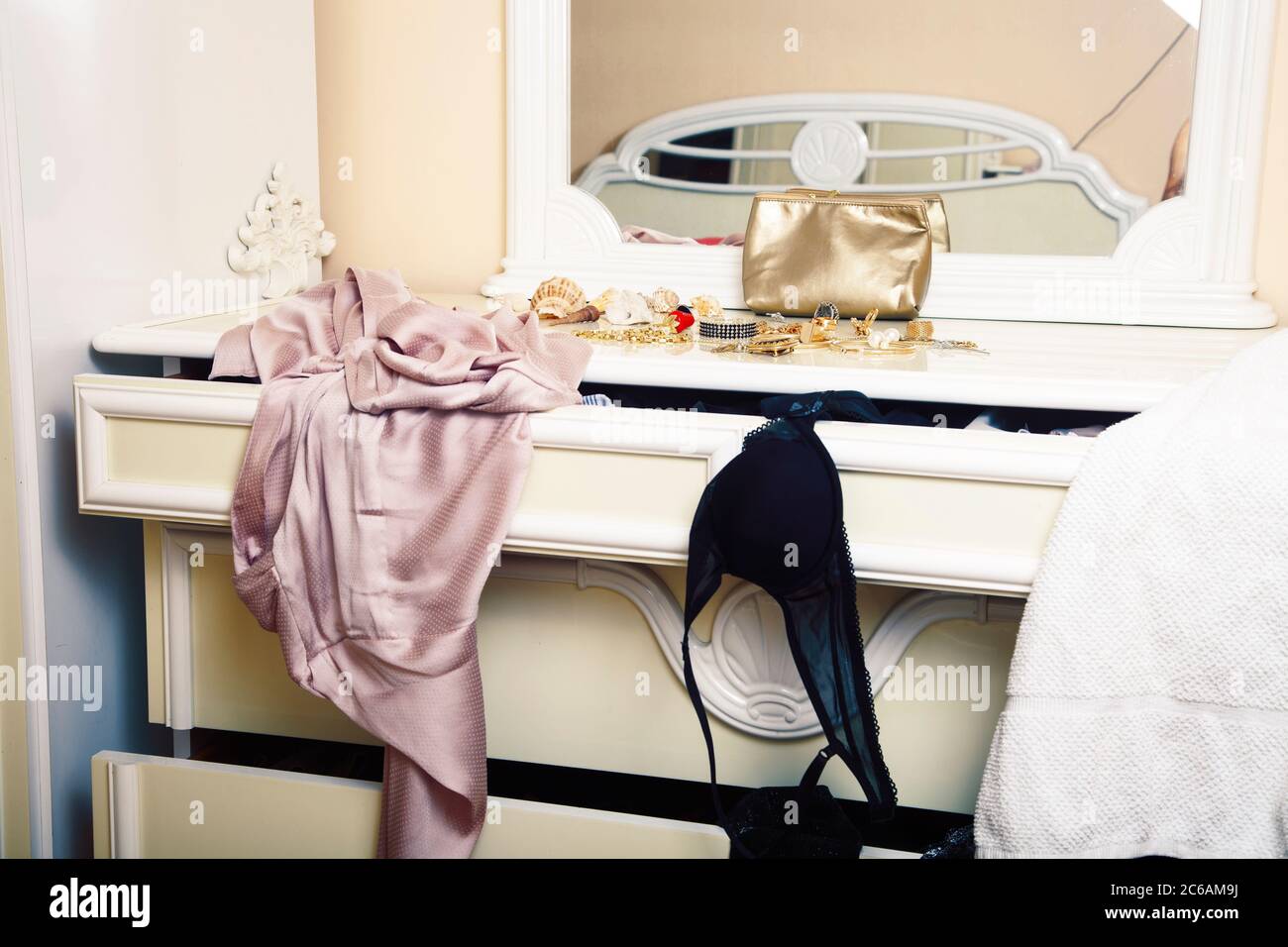 fashion style clothers disorganazed, mess in wardrobe concept Stock ...