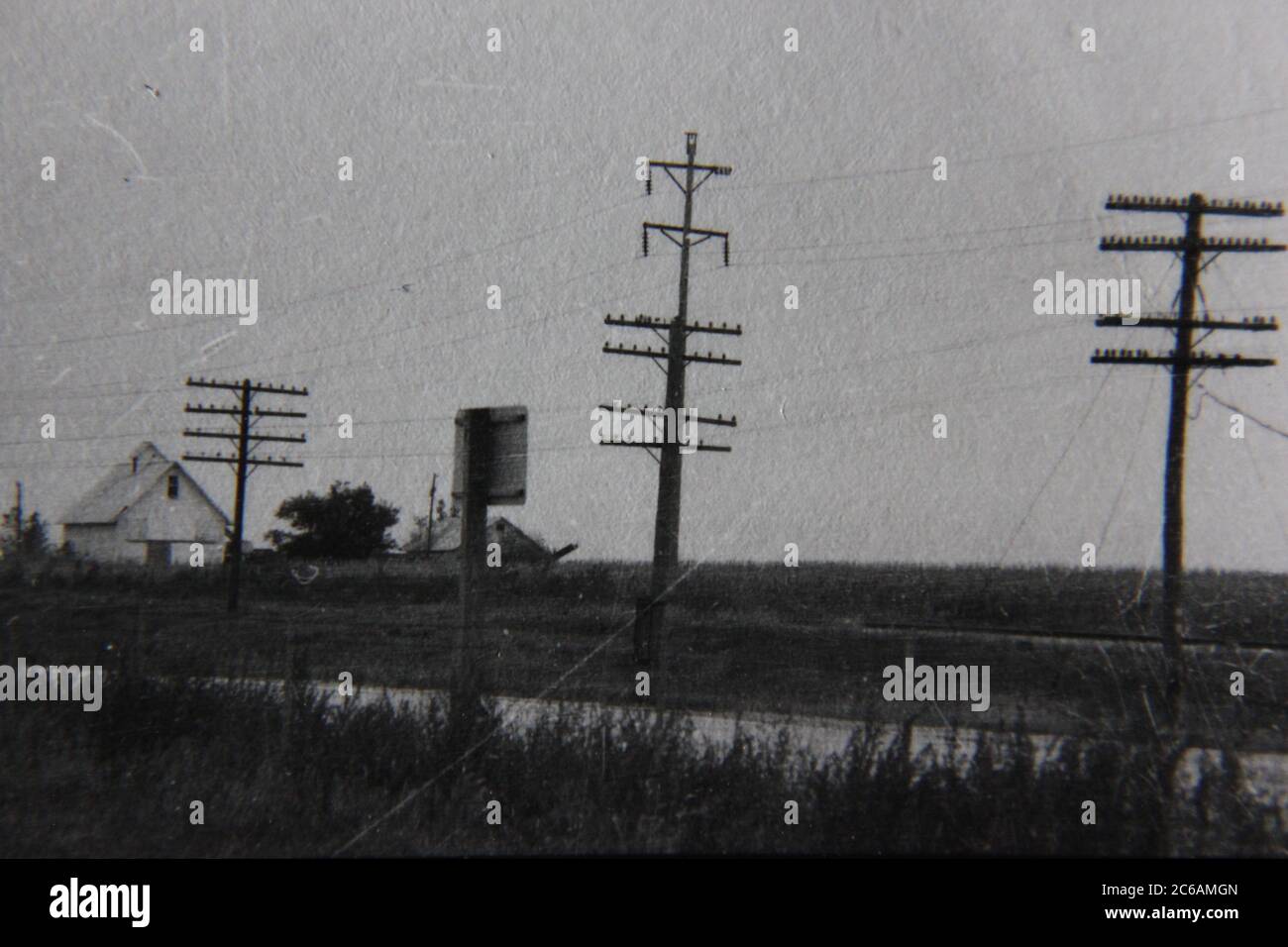 Fine 70s vintage black and white lifestyle photography of utility poles ...