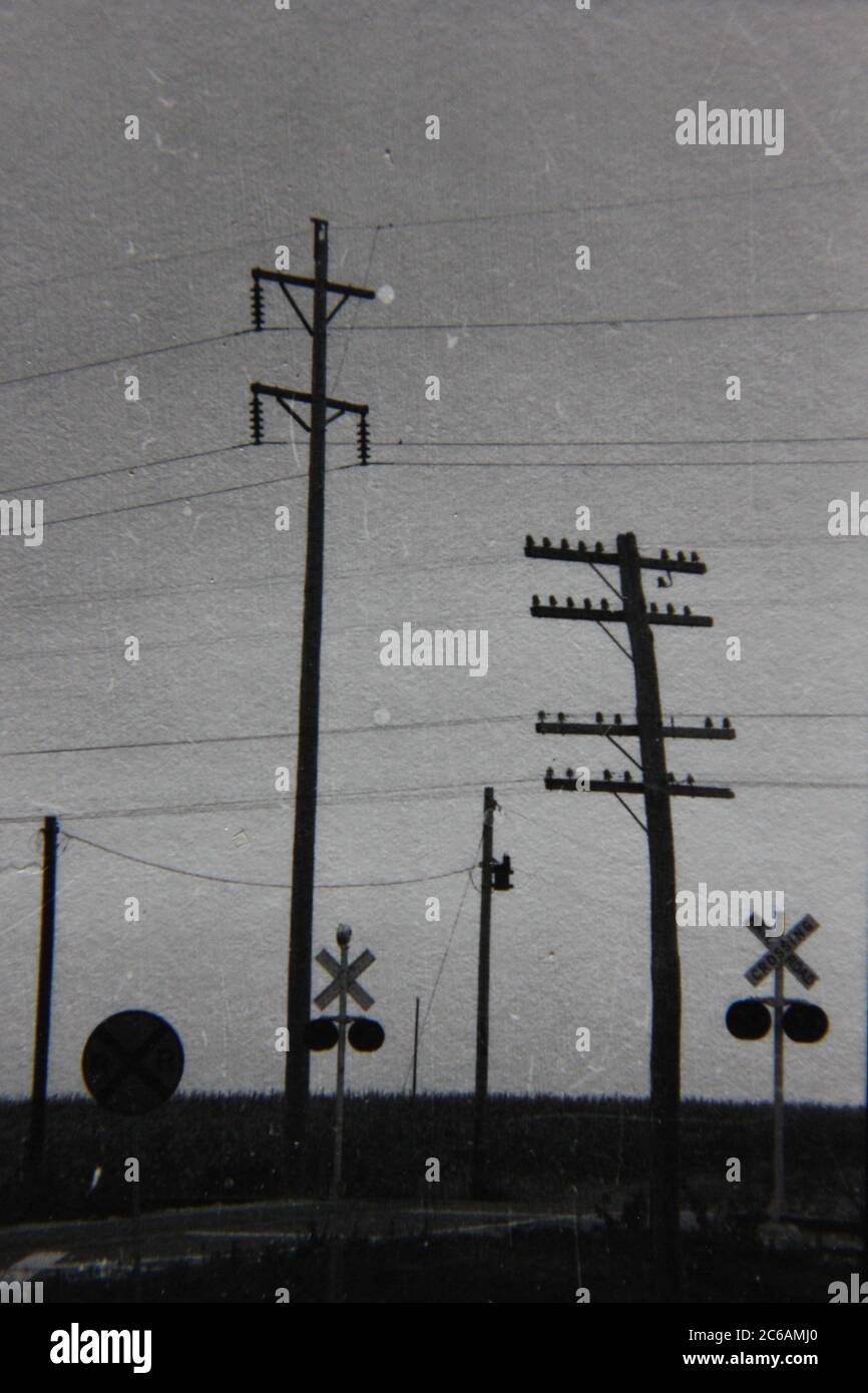 Fine 70s vintage black and white lifestyle photography of utility poles ...