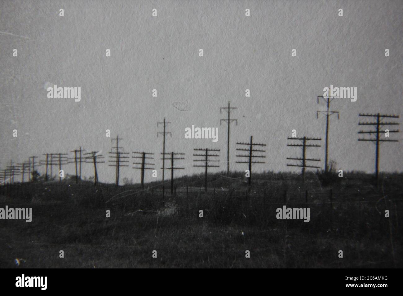 Fine 70s vintage black and white lifestyle photography of utility poles ...