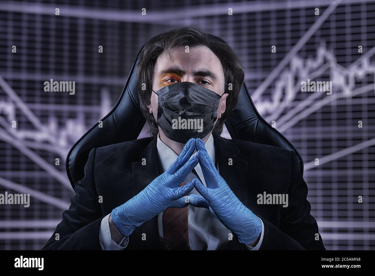 Cold-tempered calm businessman with a bruise on his face in an official ...