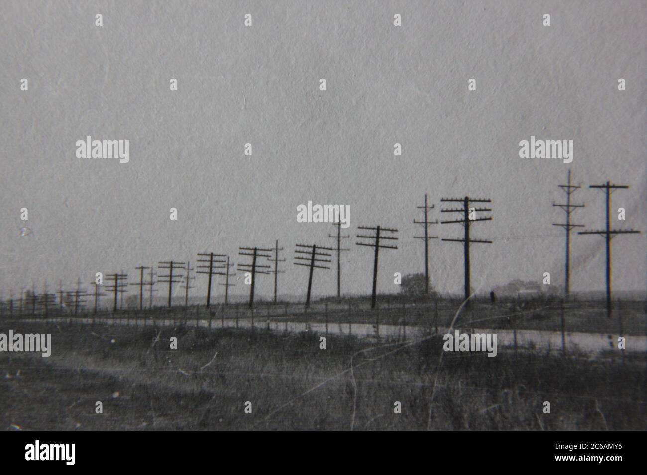 Fine 70s vintage black and white lifestyle photography of utility poles ...