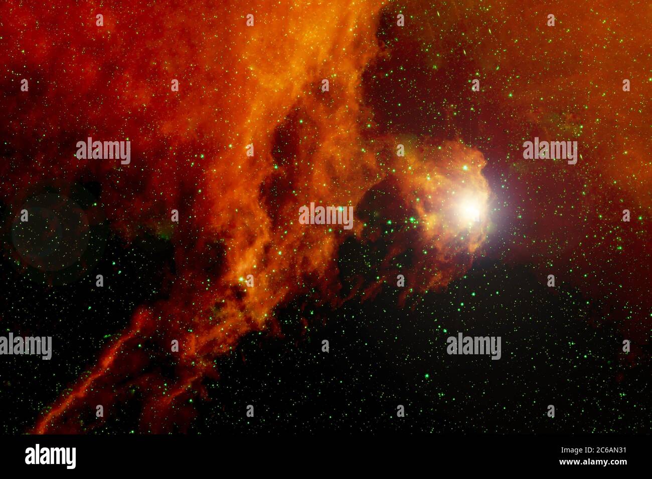 Red galaxy with stars. Elements of this image were furnished by NASA ...