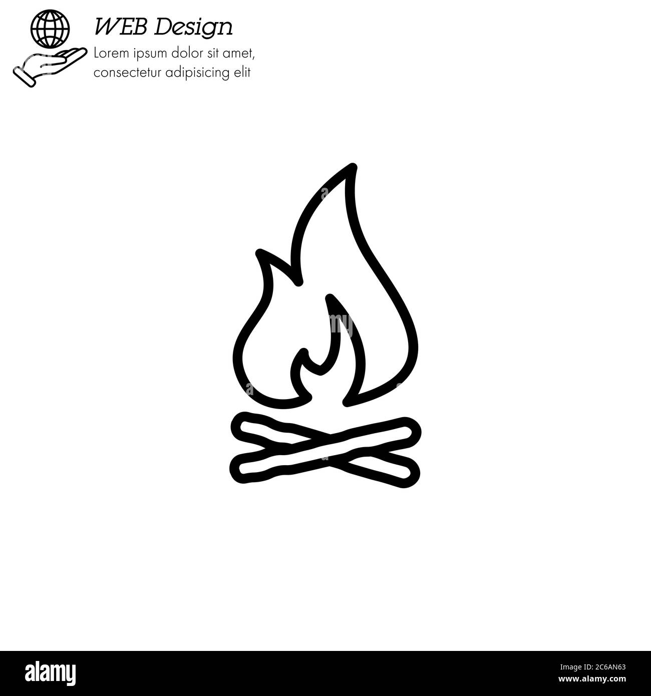Campfire With Firewood Icon Thin Line Linear Outline Simple Sign