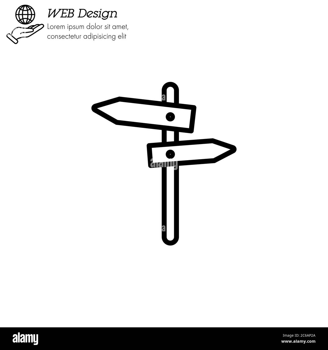 Signpost Pointer Icon Thin Line Linear Outline Simple Sign Logo