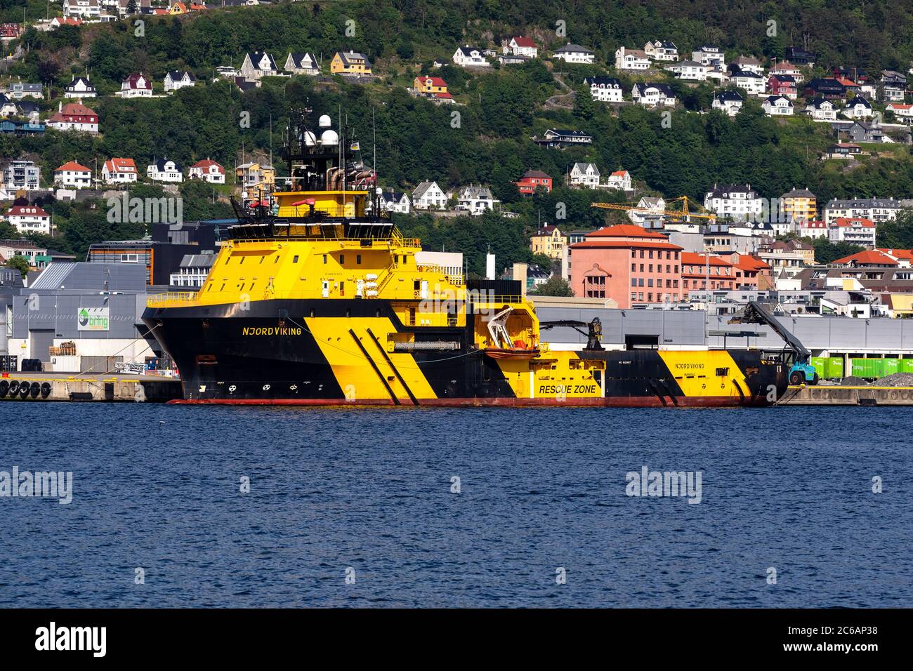 Offshore supply AHTS vessel Njord Viking at Jekteviksterminalen quay ...