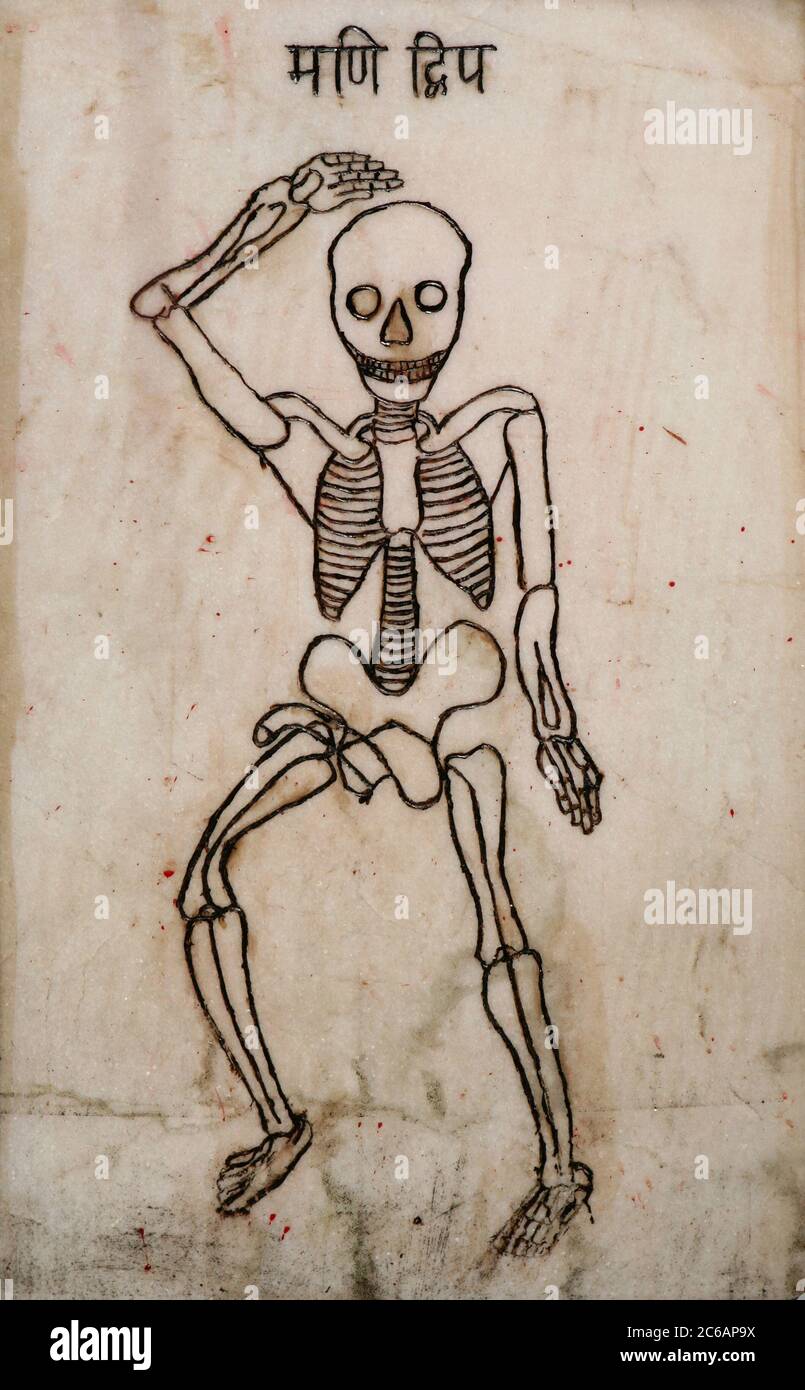 Skeleton depicted in the main sanctuary in the Dakshinkali Temple near ...