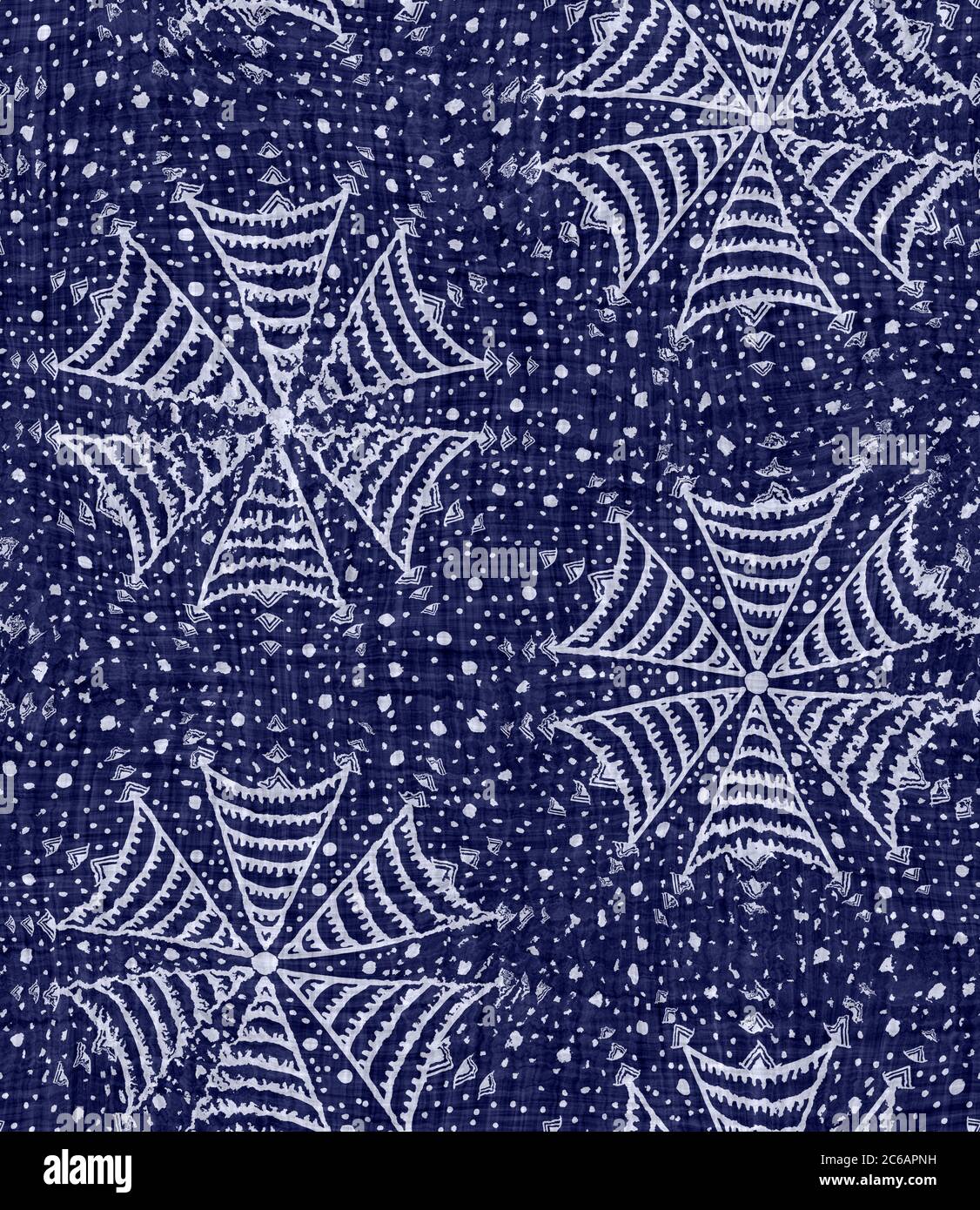 Seamless indigo blue snowflake block print dye texture. Woven winter ...