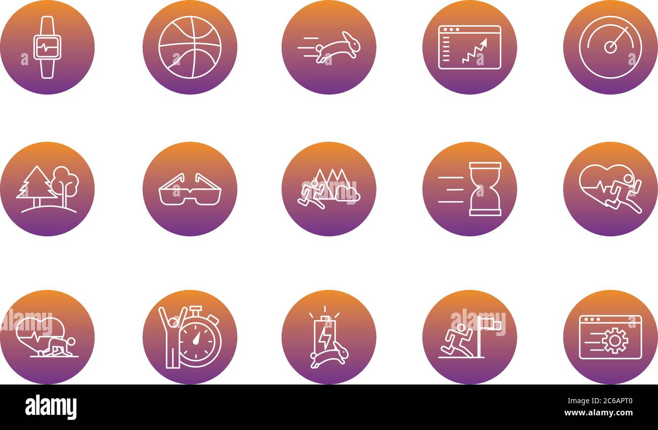 bundle of runners and tracks set icons vector illustration design Stock ...