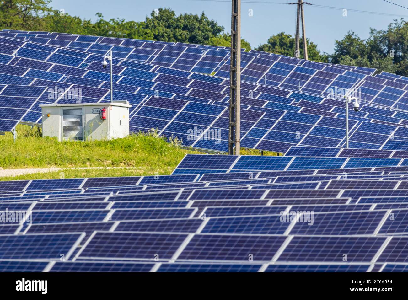 Solar park construction area on a hill Stock Photo - Alamy