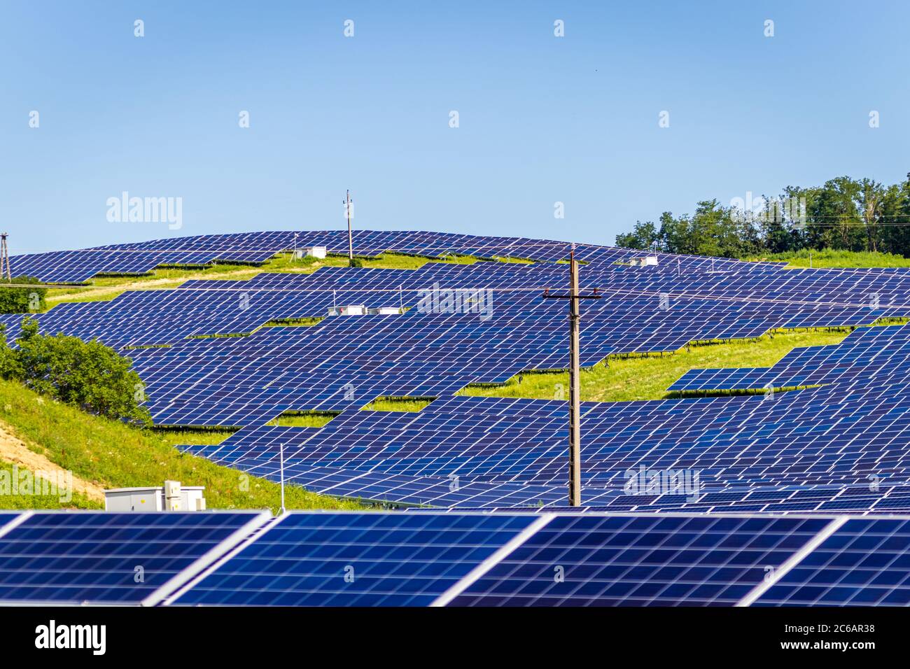 Solar park construction area on a hill Stock Photo - Alamy