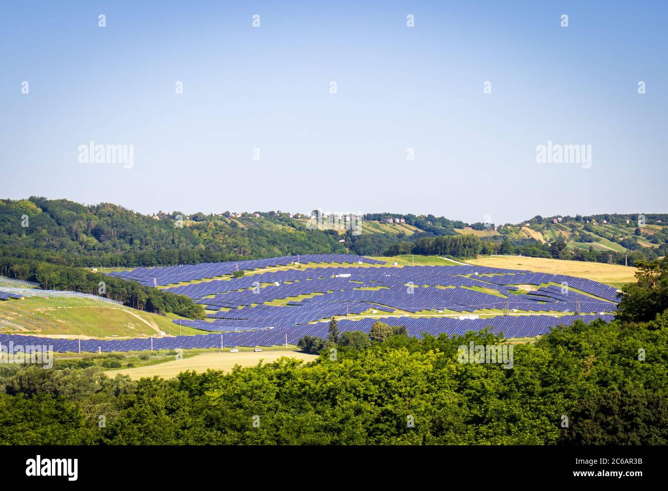 Solar park construction area on a hill Stock Photo - Alamy