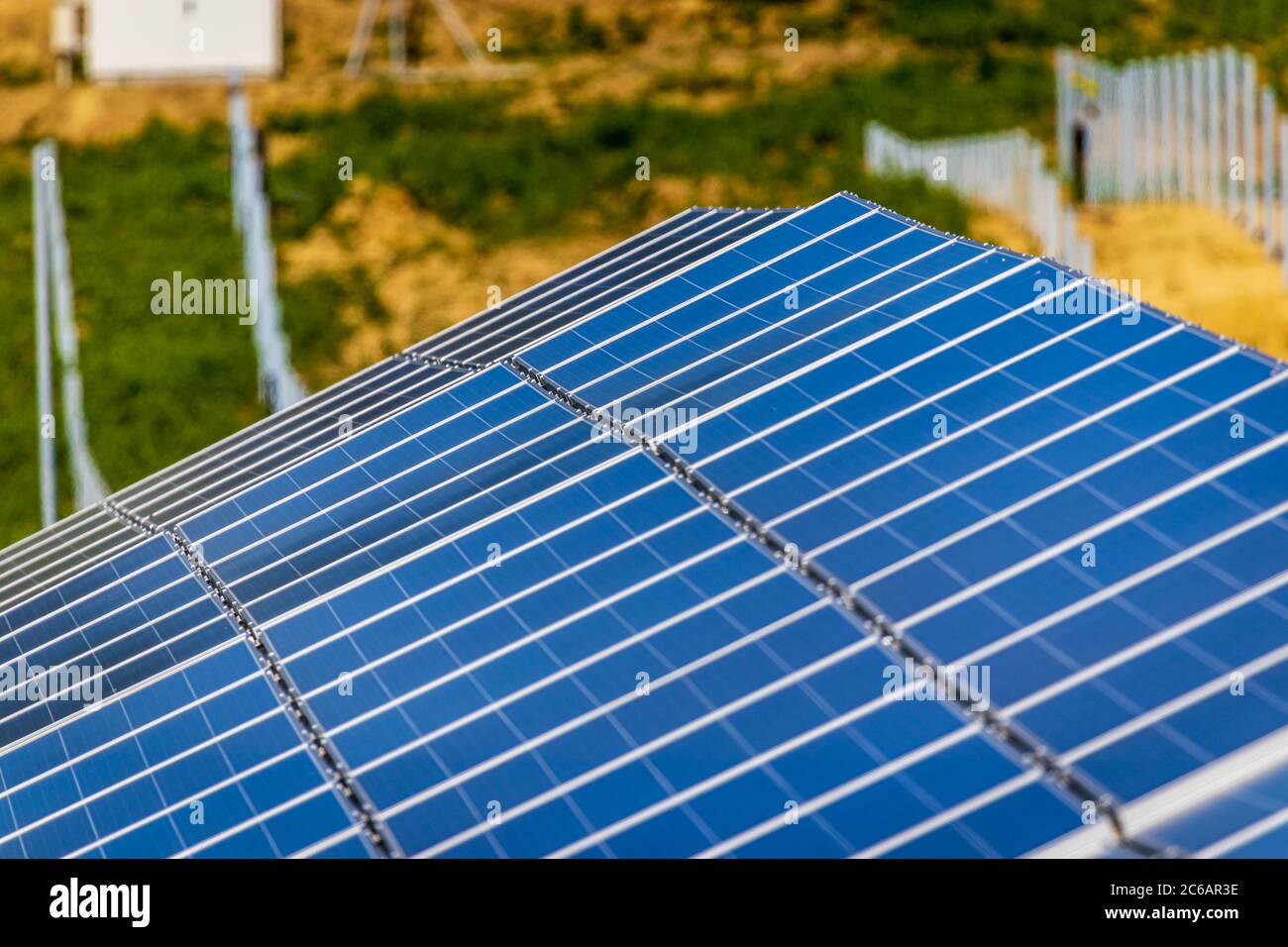 Solar park construction area on a hill Stock Photo - Alamy