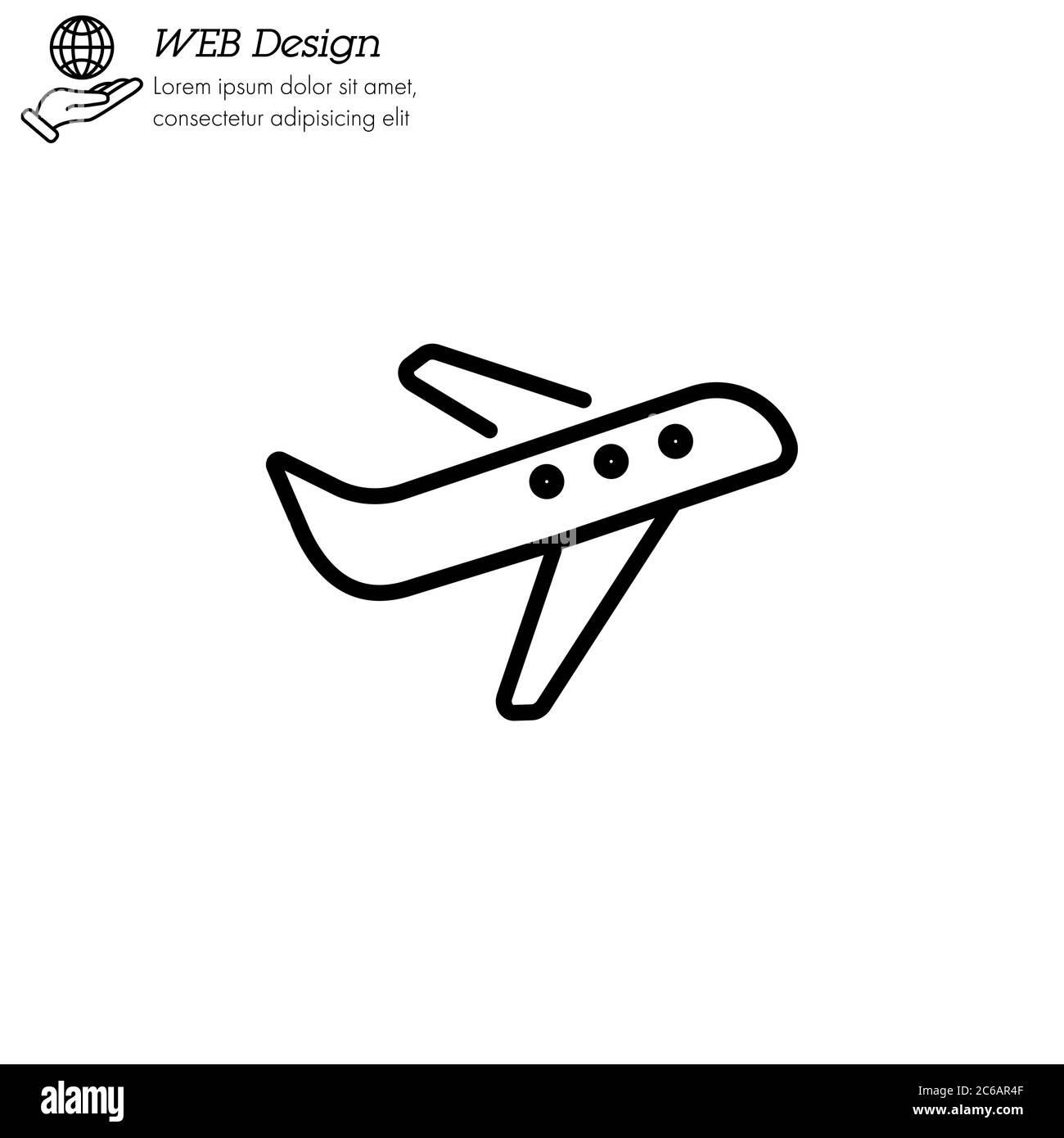 Plane Airplane Icon Thin Line Linear Outline Simple Sign Logo