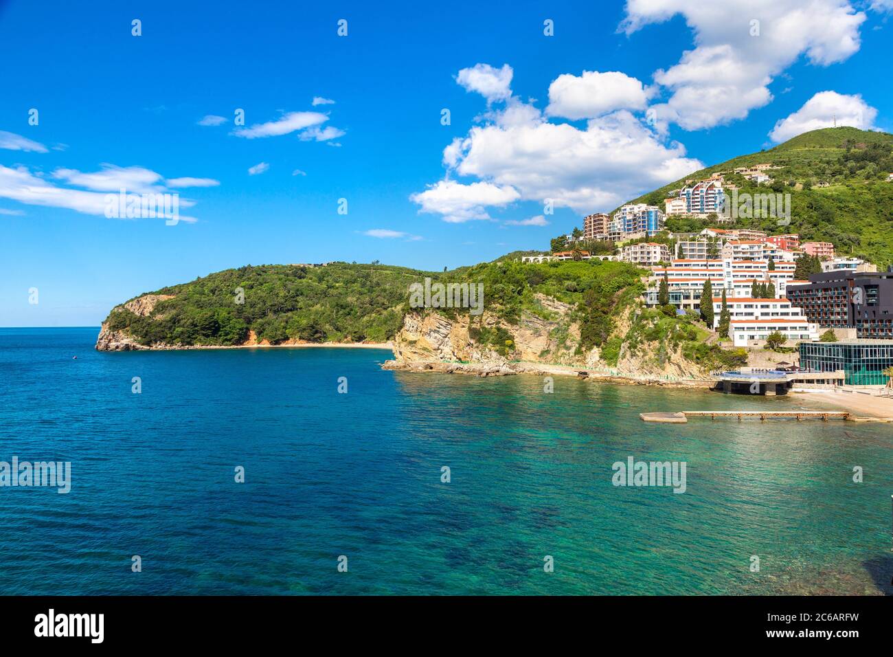 Mogren beach in Budva in a beautiful summer day, Montenegro Stock Photo ...