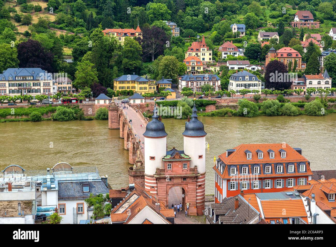 Panoramic aerial view of Heidelberg in a beautiful summer day, Germany ...