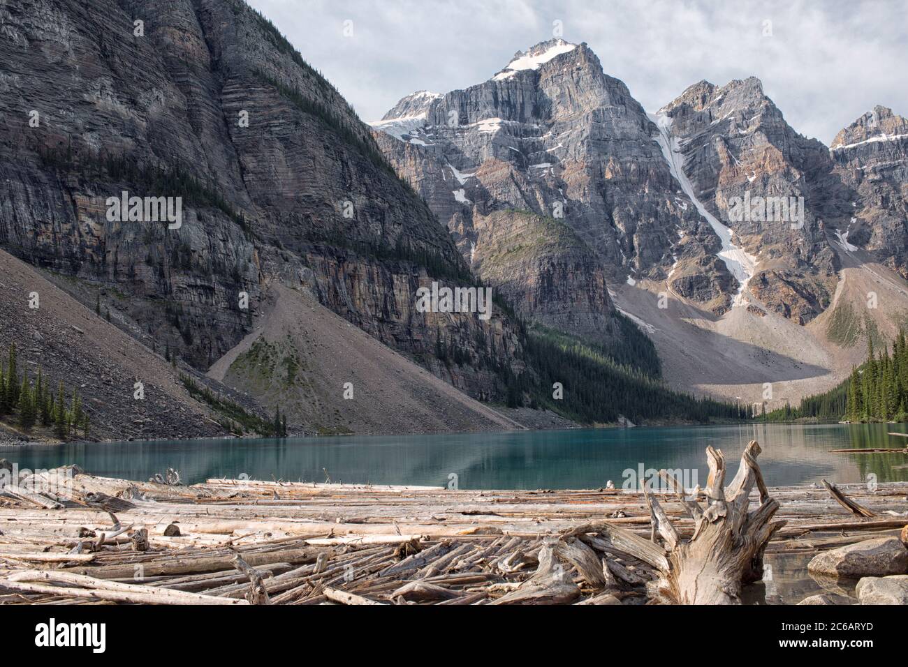 Logs at the entrance of Lake Moraine Banff National Park, Alberta ...
