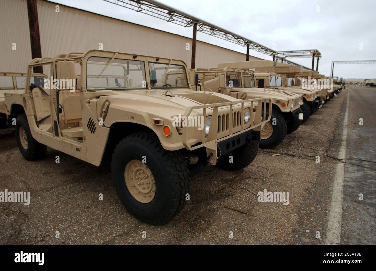New Boston Texas USA, November 22 2004: Freshly-armored Humvees, newly ...