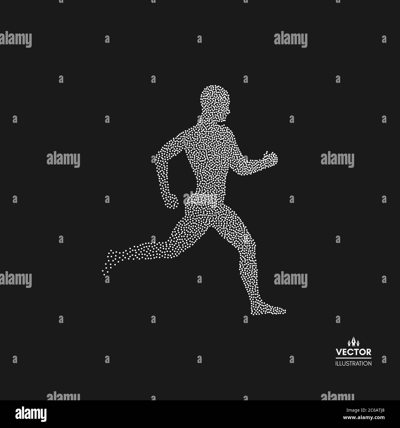 Running man. Design for sport, business, science and technology. Dotted ...