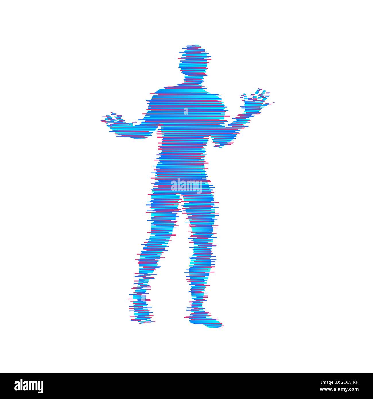Man spreads hands to sides. Man doing balance gesture. Concept ...