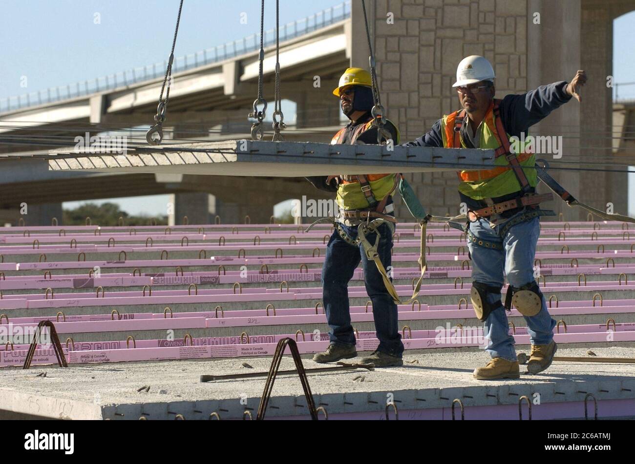 Williamson County, Texas USA, December 10 2004: Construction workers ...