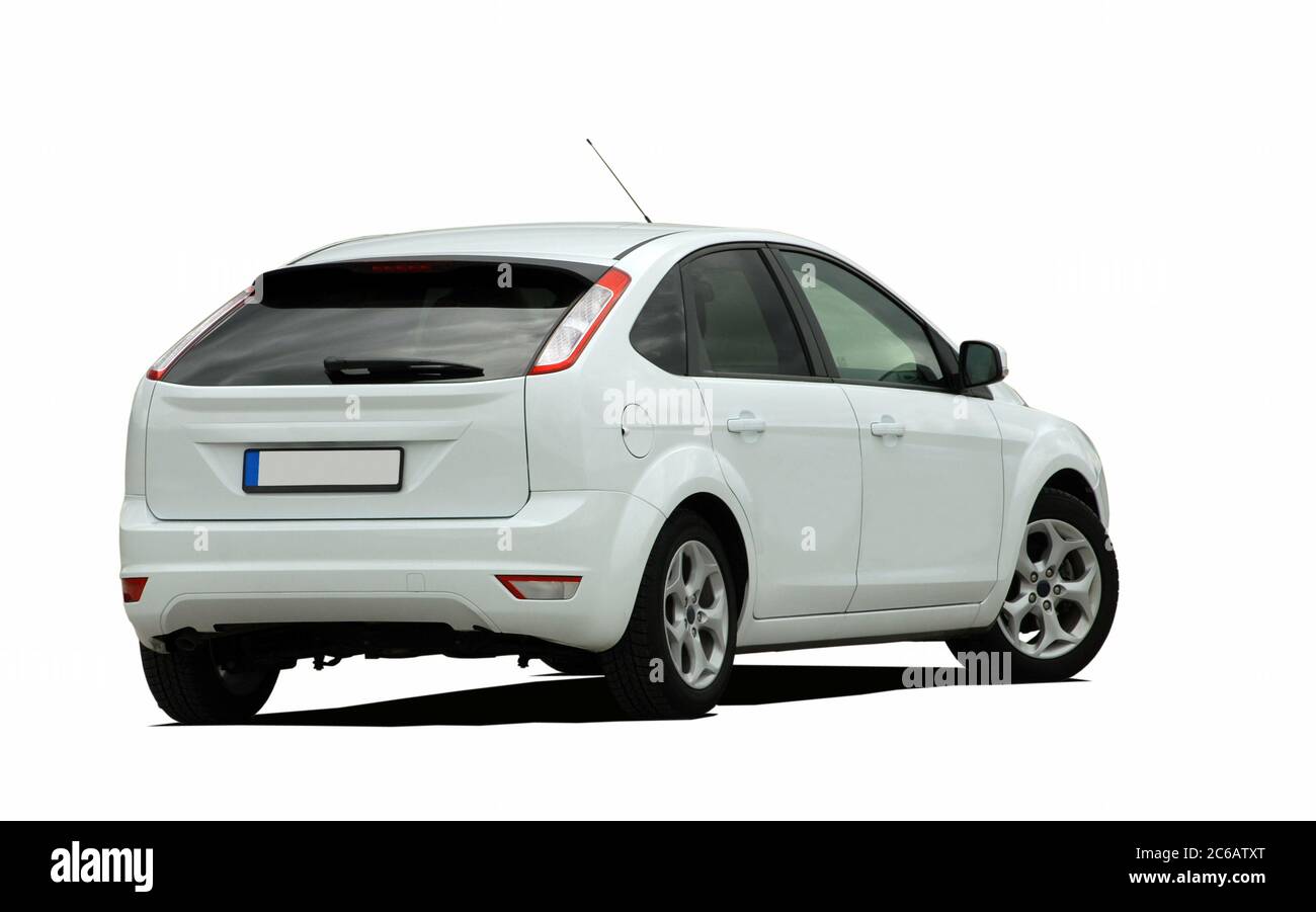 white hatchback, back view Stock Photo - Alamy