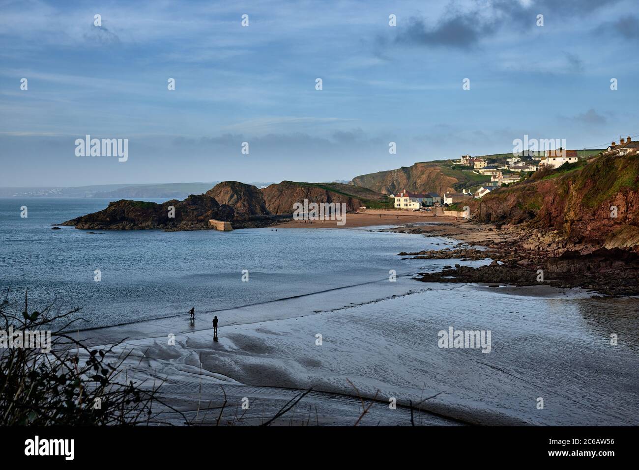 The beach at the seaside village of Hope Cove in Devon, UK Stock Photo ...