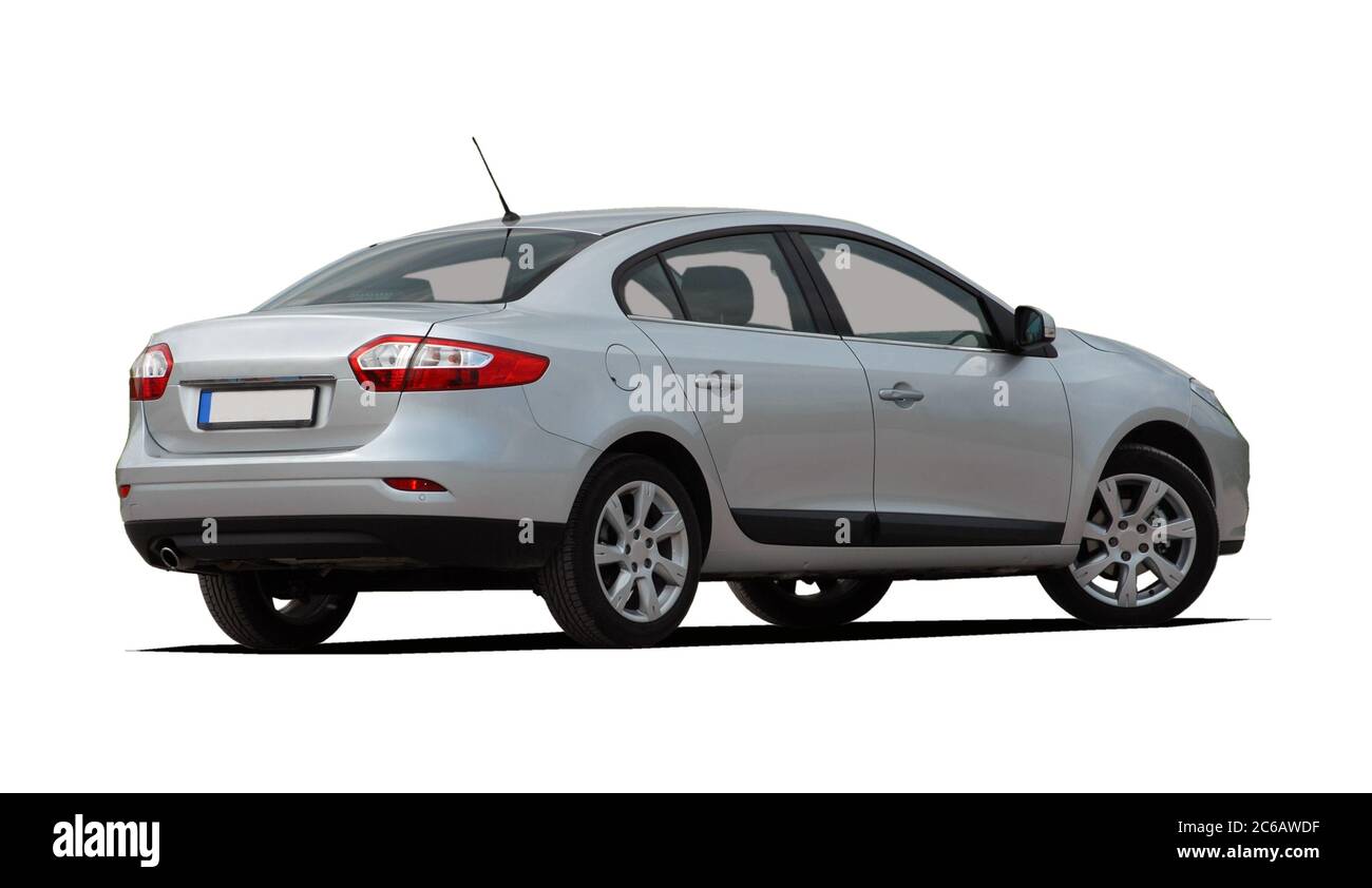 white sedan rear view Stock Photo - Alamy