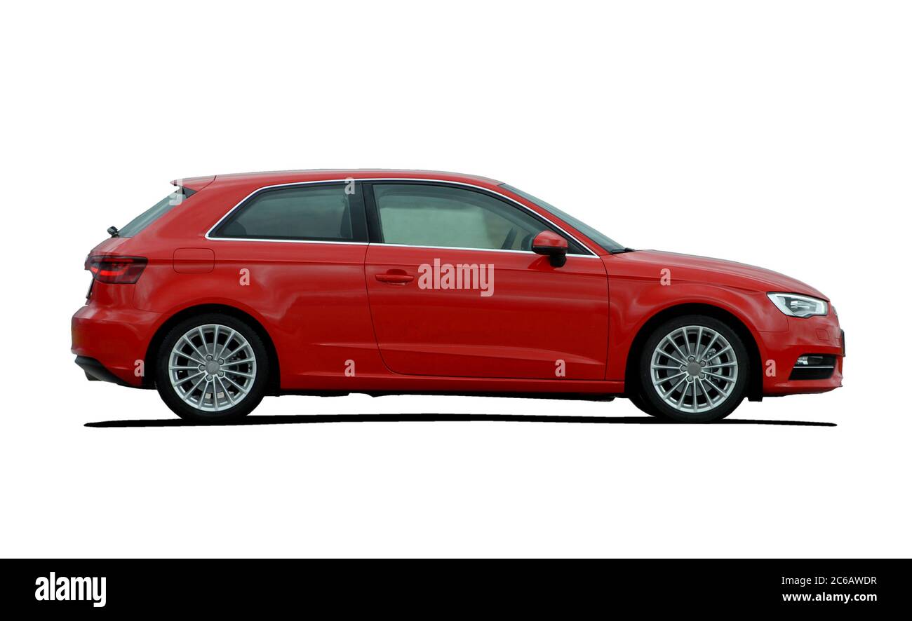 red car side view Stock Photo - Alamy