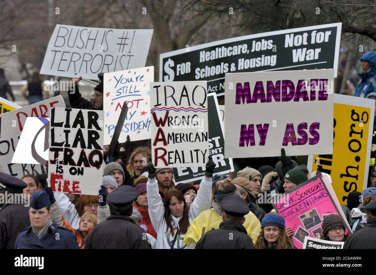 Washington, D.C. USA, January 20 2005: Demonstrators unhappy with ...