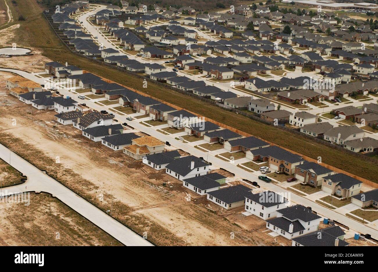 Houston, Texas USA, February 11 2005: aerials of new subdivisions in ...