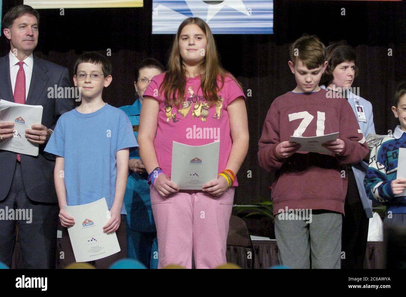 Austin Texas USA, February 26 , 2005: Grade-school students show off ...