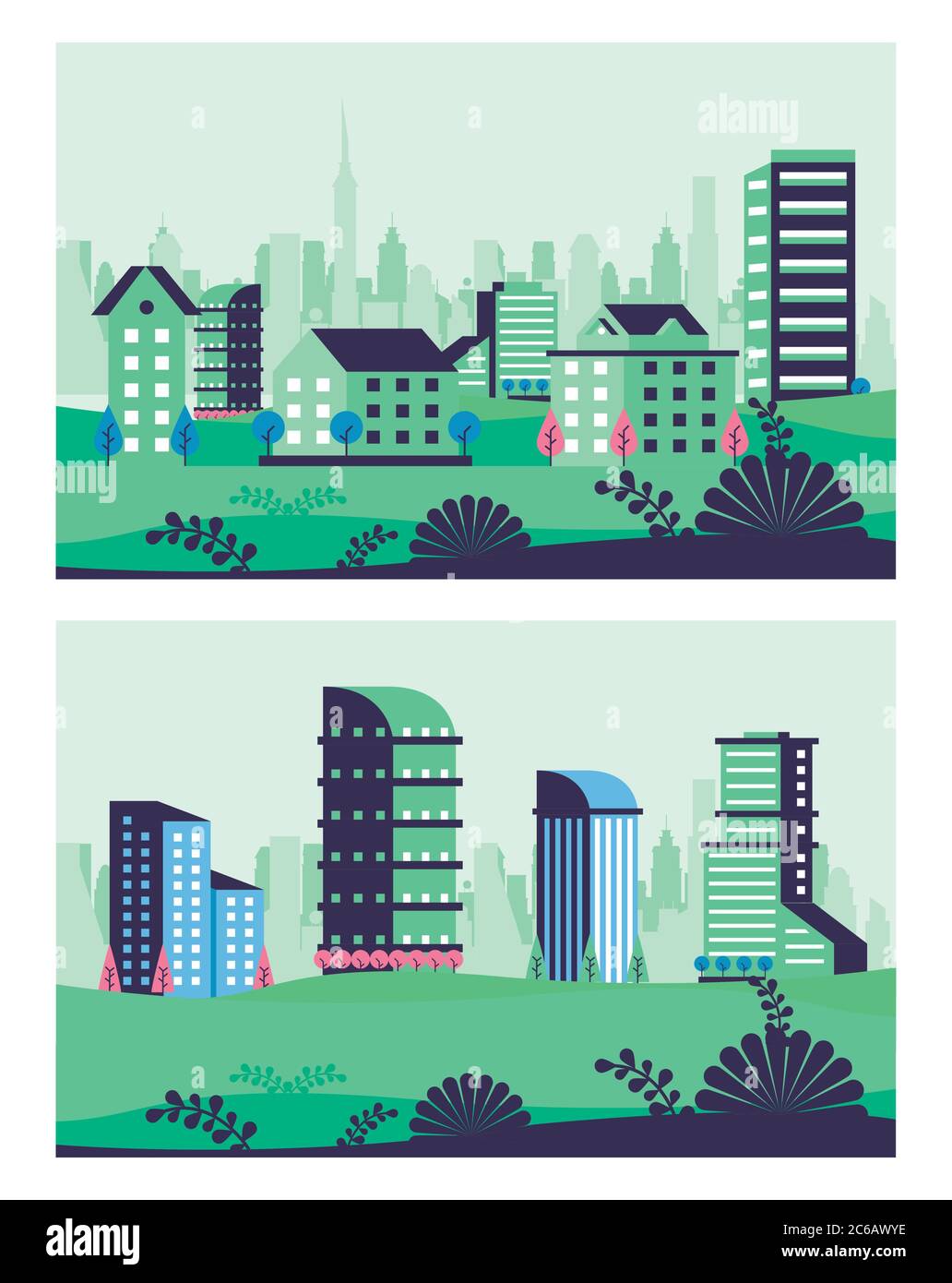 city minimal cityscape scenes frames vector illustration design Stock ...