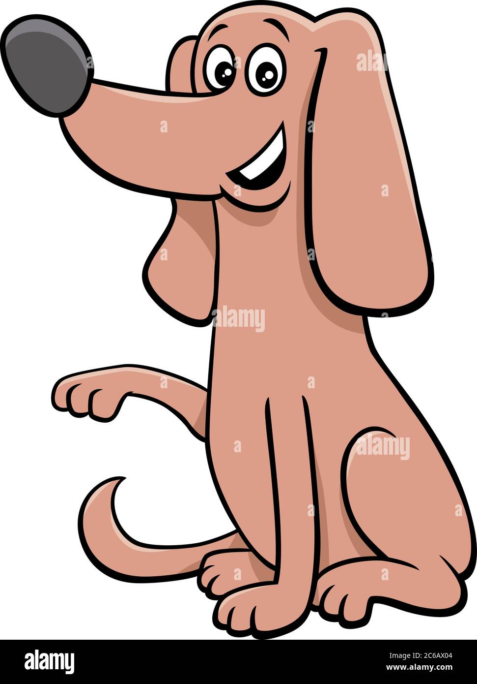 Cartoon Illustration of Funny Dog Comic Animal Character Giving Paw ...