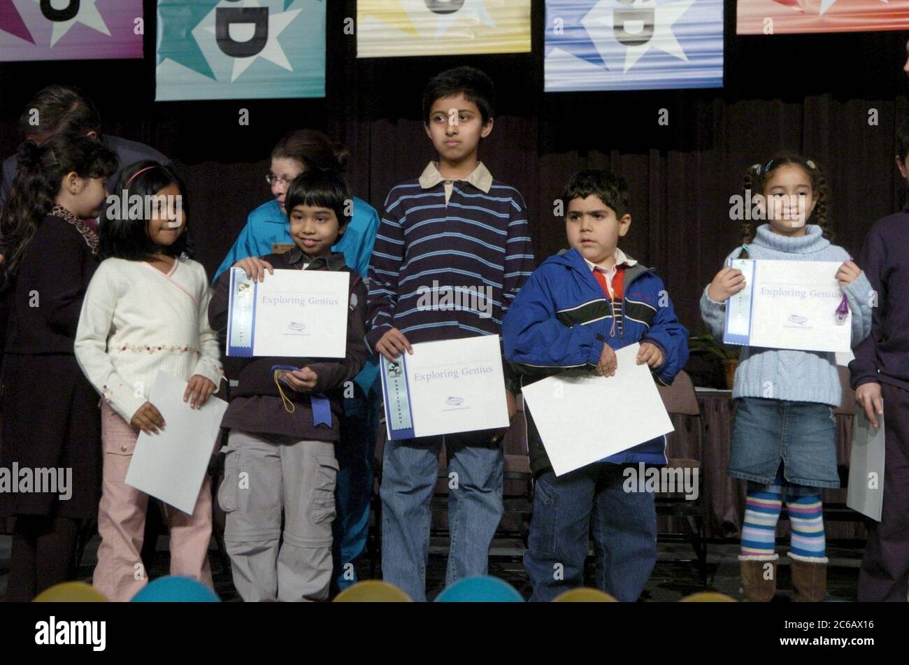 Austin Texas USA, February 26 , 2005: Grade-school students show off ...