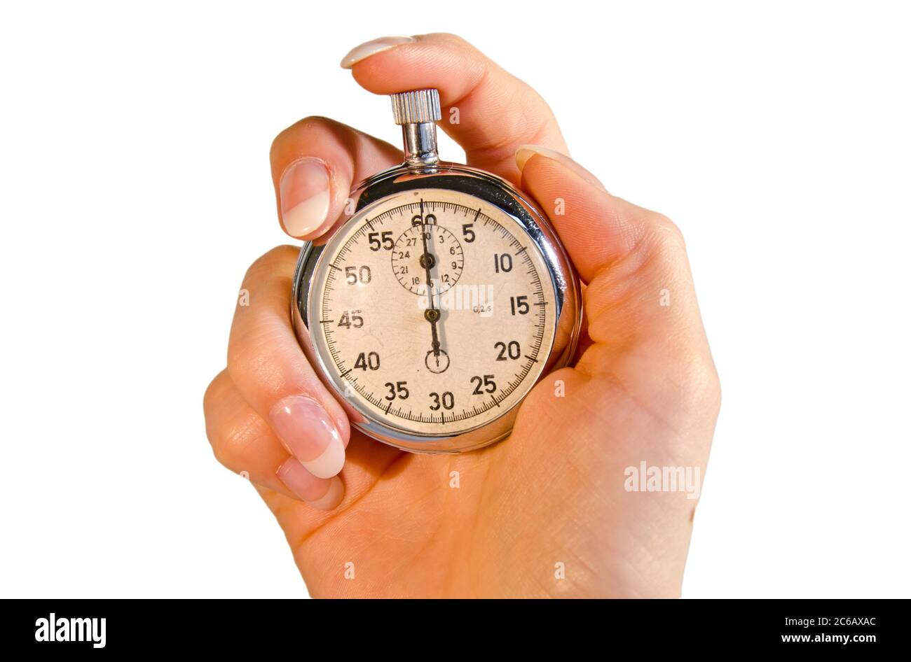 Female hand using a stopwatch Stock Photo - Alamy