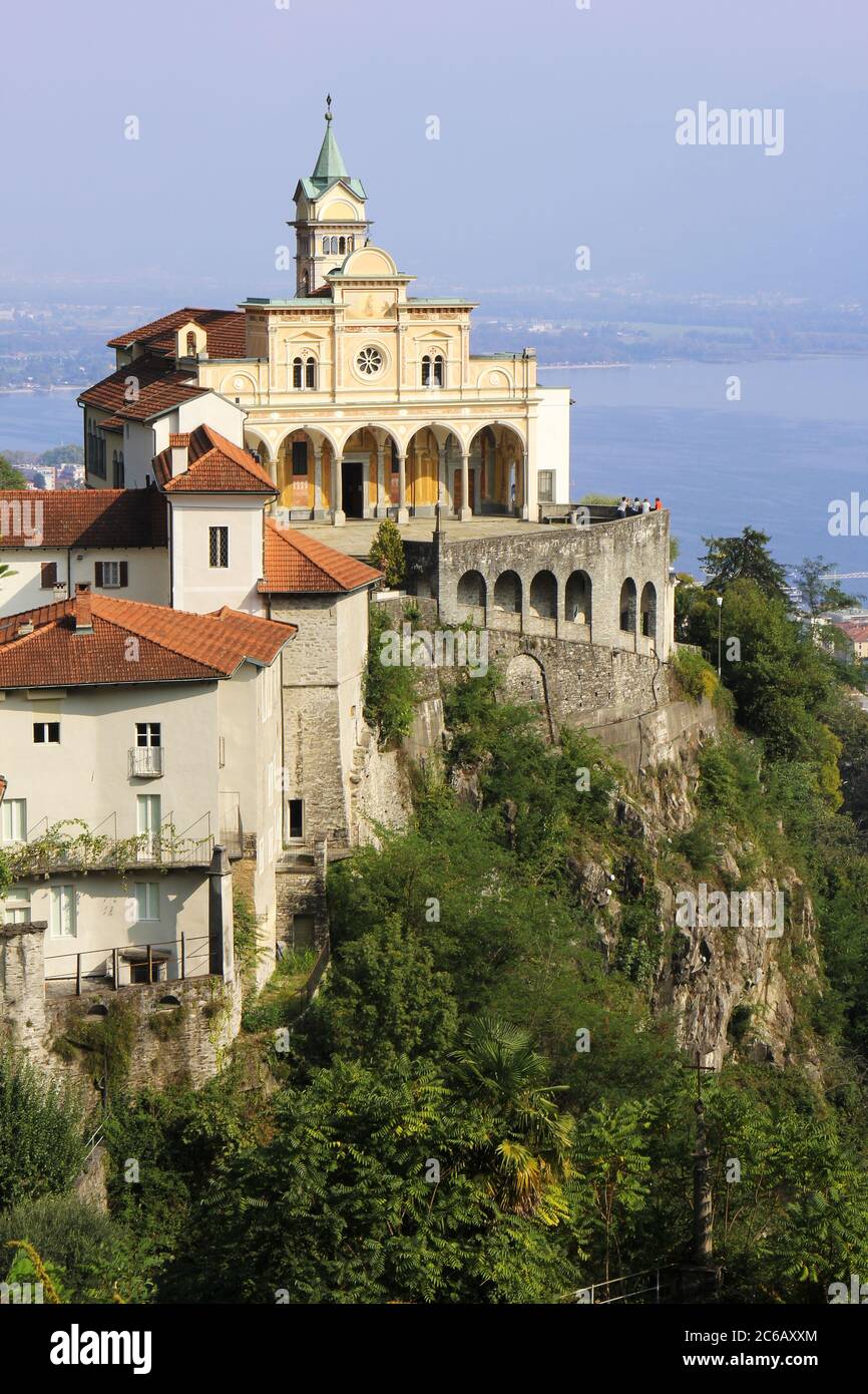 Catholic Church of Madonna del Sasso above the city of Locarno ...