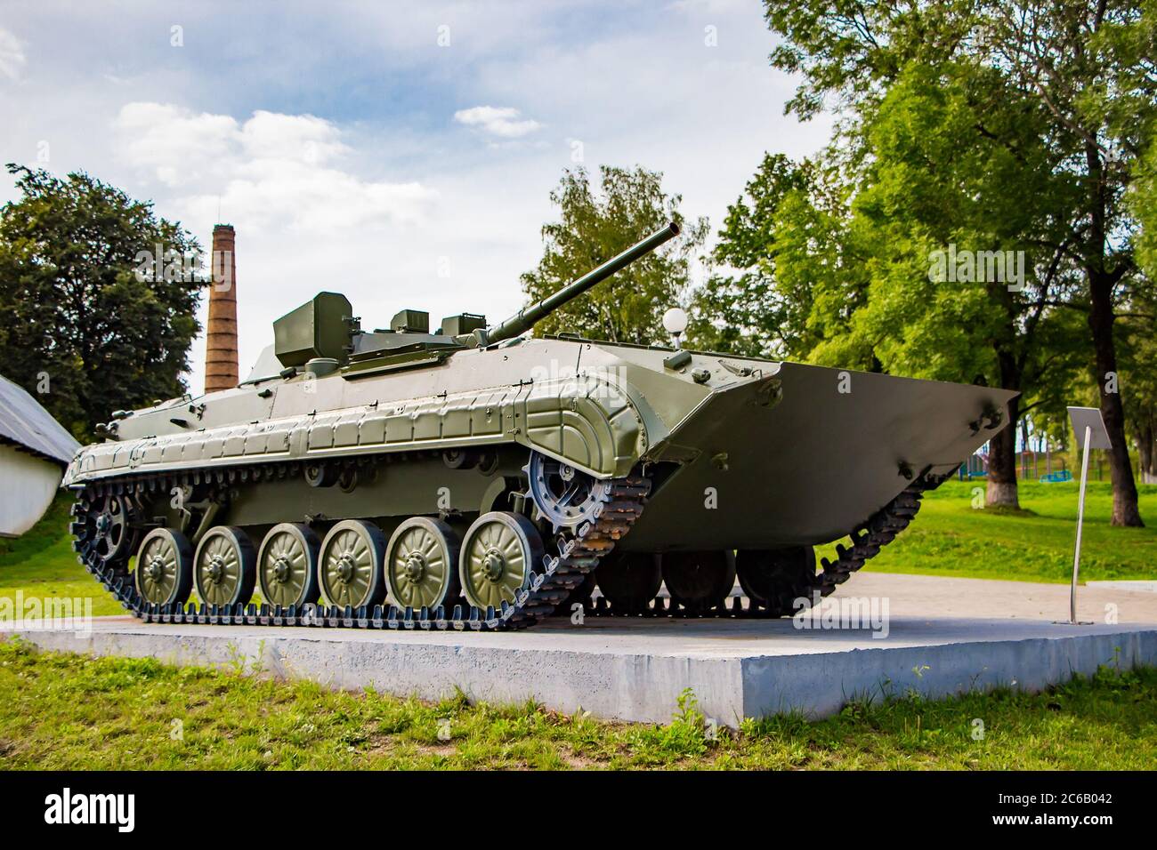 Exhibition of arms under the open sky. Tank of the second world war ...