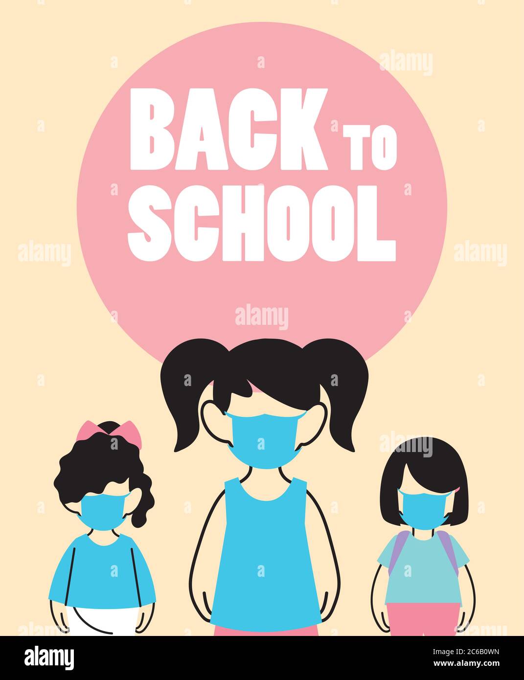children with face mask back to school vector illustration desing Stock ...