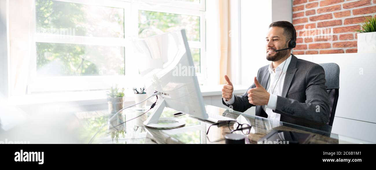 Customer Service Agent Man In Call Center Stock Photo - Alamy