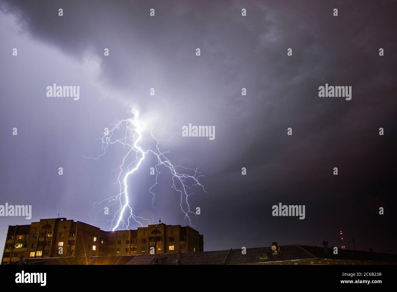 Bright lightning in the night sky Stock Photo - Alamy