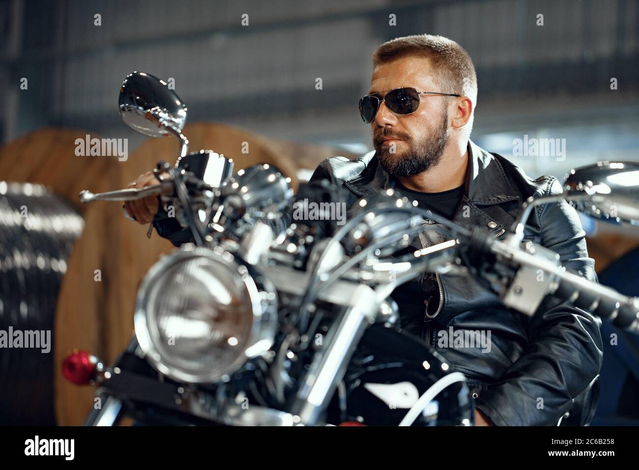 Bearded motorcyclist hi-res stock photography and images - Alamy
