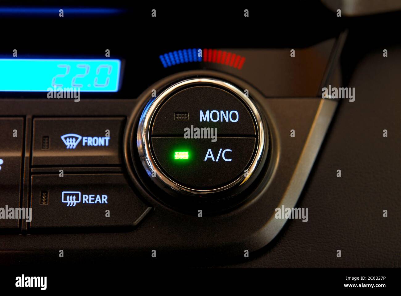 manual switches the air conditioning on the dashboard of the car Stock ...