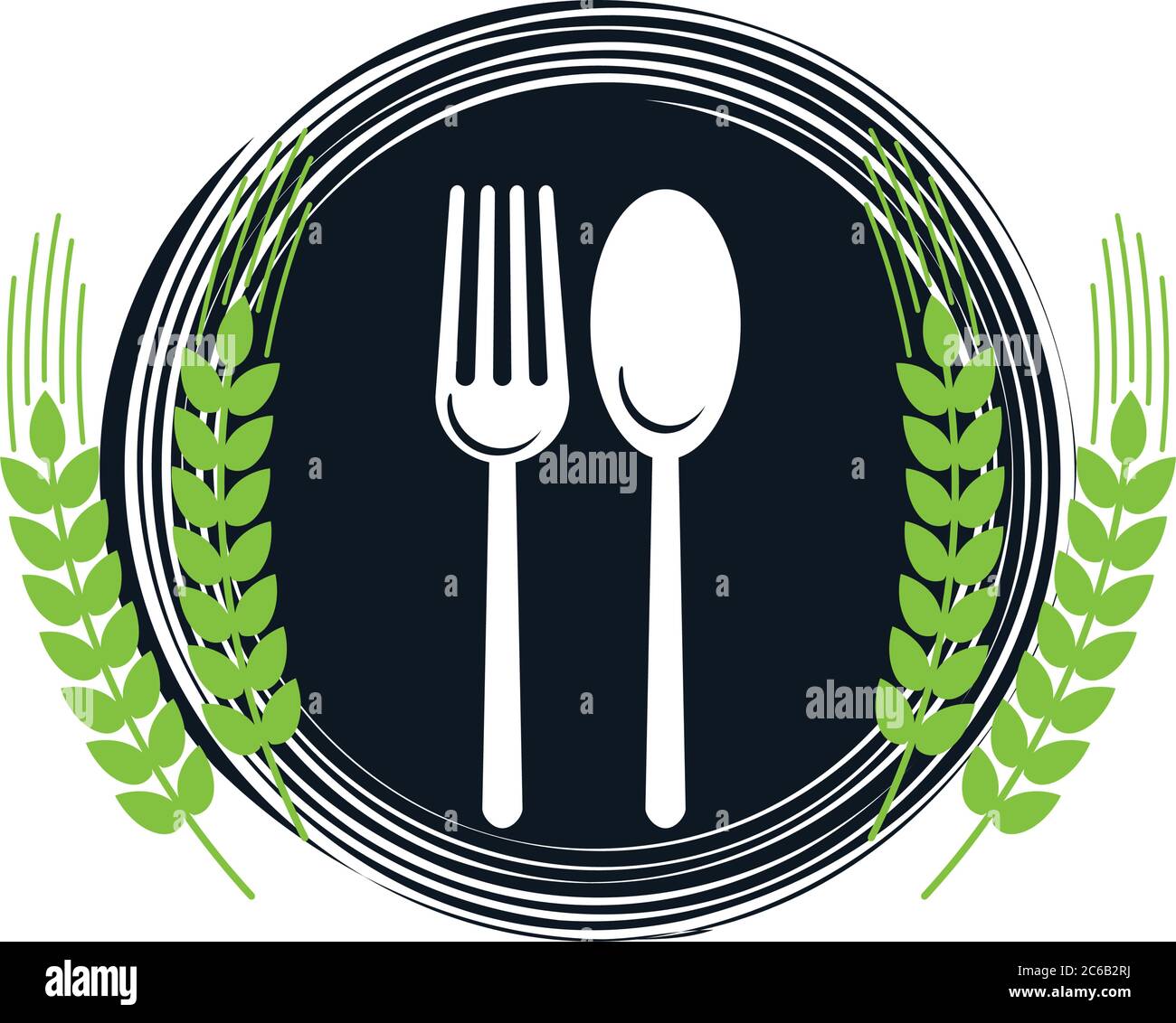 cutleries and leafs plants organic product icon vector illustration ...