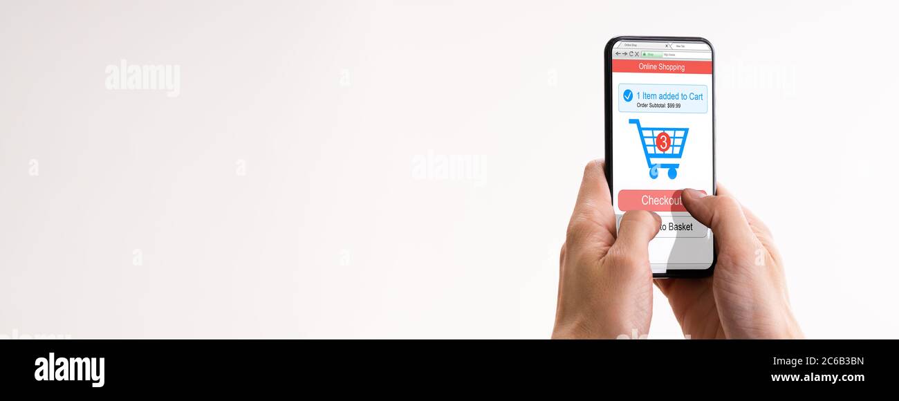 Online Ecommerce Shopping Checkout On Mobile Phone Stock Photo - Alamy