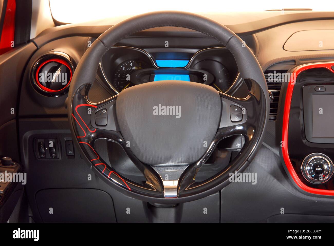 steering wheel in the new modern car Stock Photo - Alamy