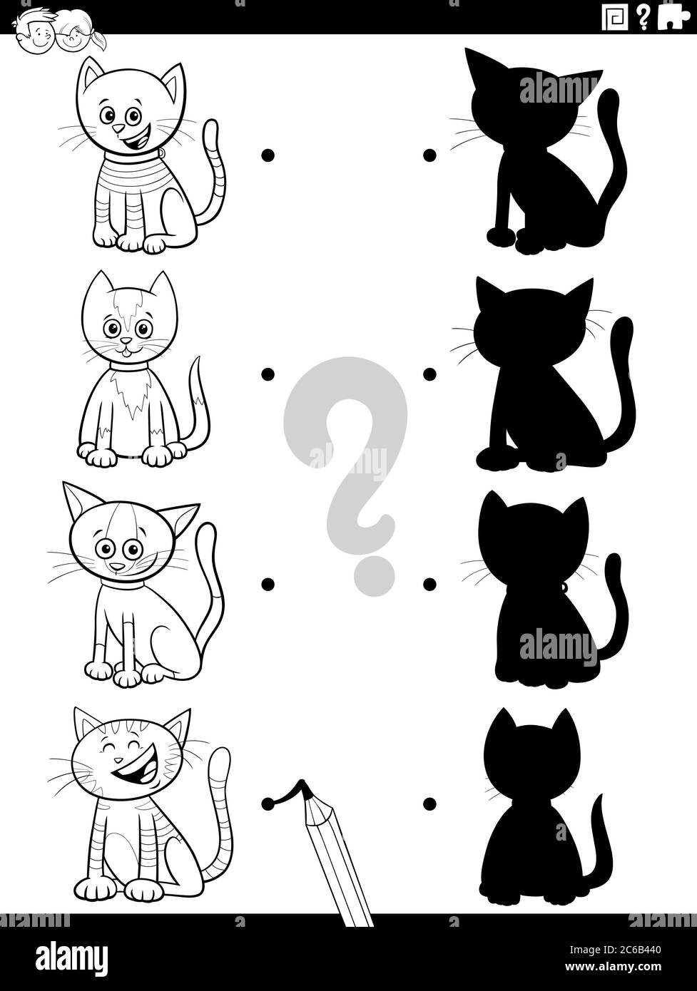 Match shadow puzzle worksheet kids Black and White Stock Photos ...